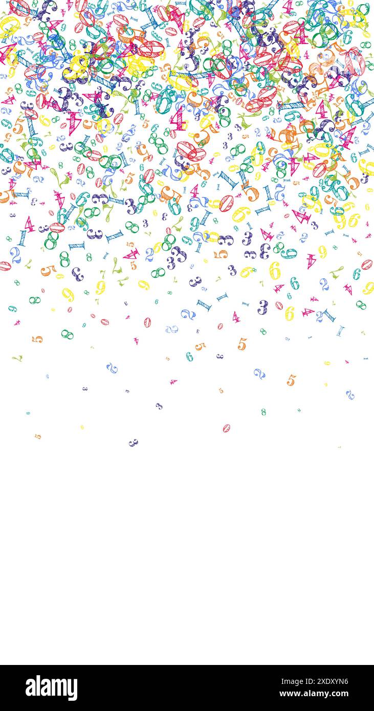 Flying colorful digits and numbers. School math notebook cover. Back to ...