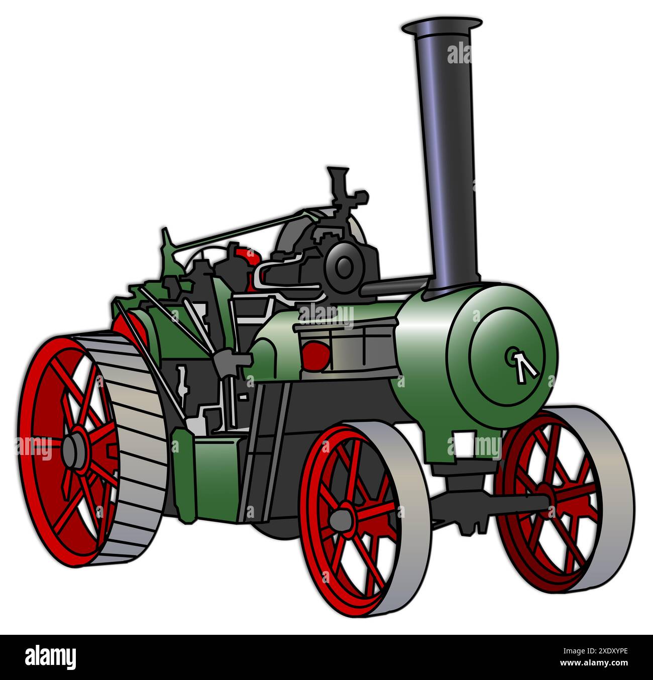 Steam engine drawing Cut Out Stock Images & Pictures - Alamy