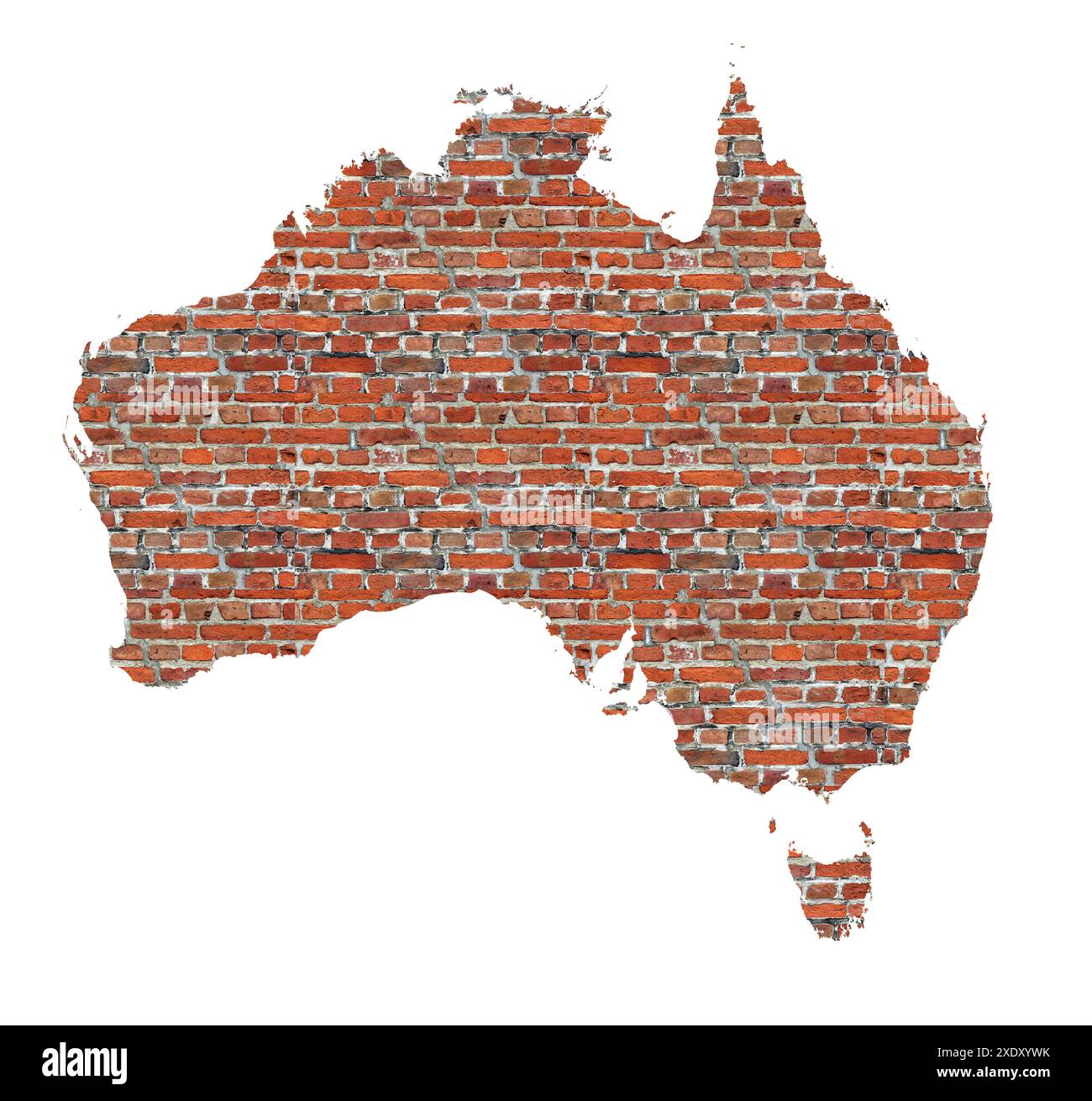 Abstract map of Australia designed as a brick wall Stock Photo - Alamy