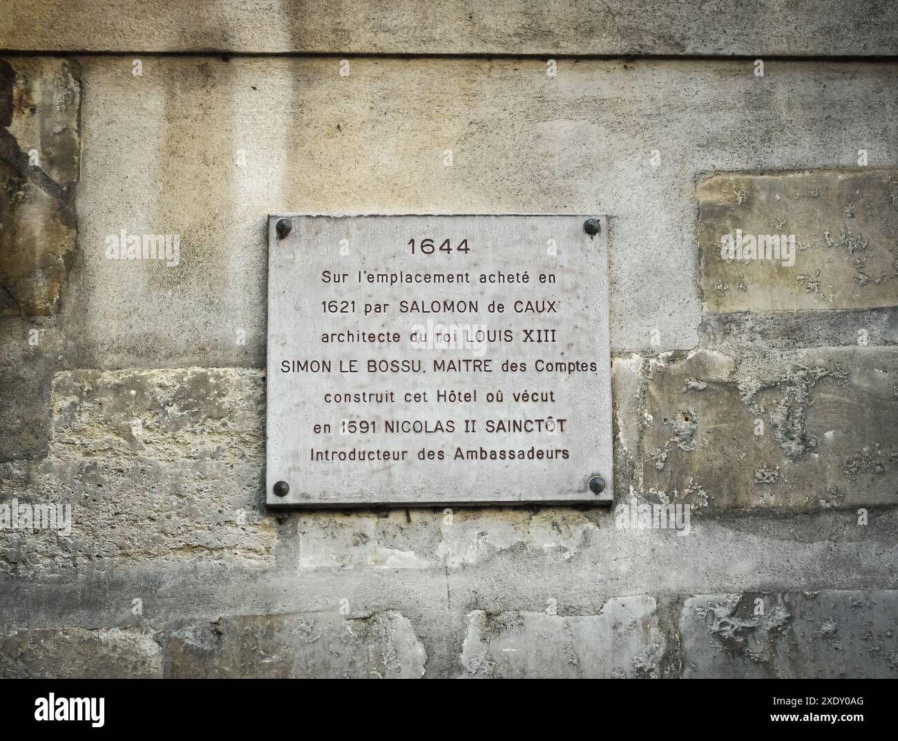 Marble plaque dedicated to Salomon de Caus (16th and 17th centuries ...