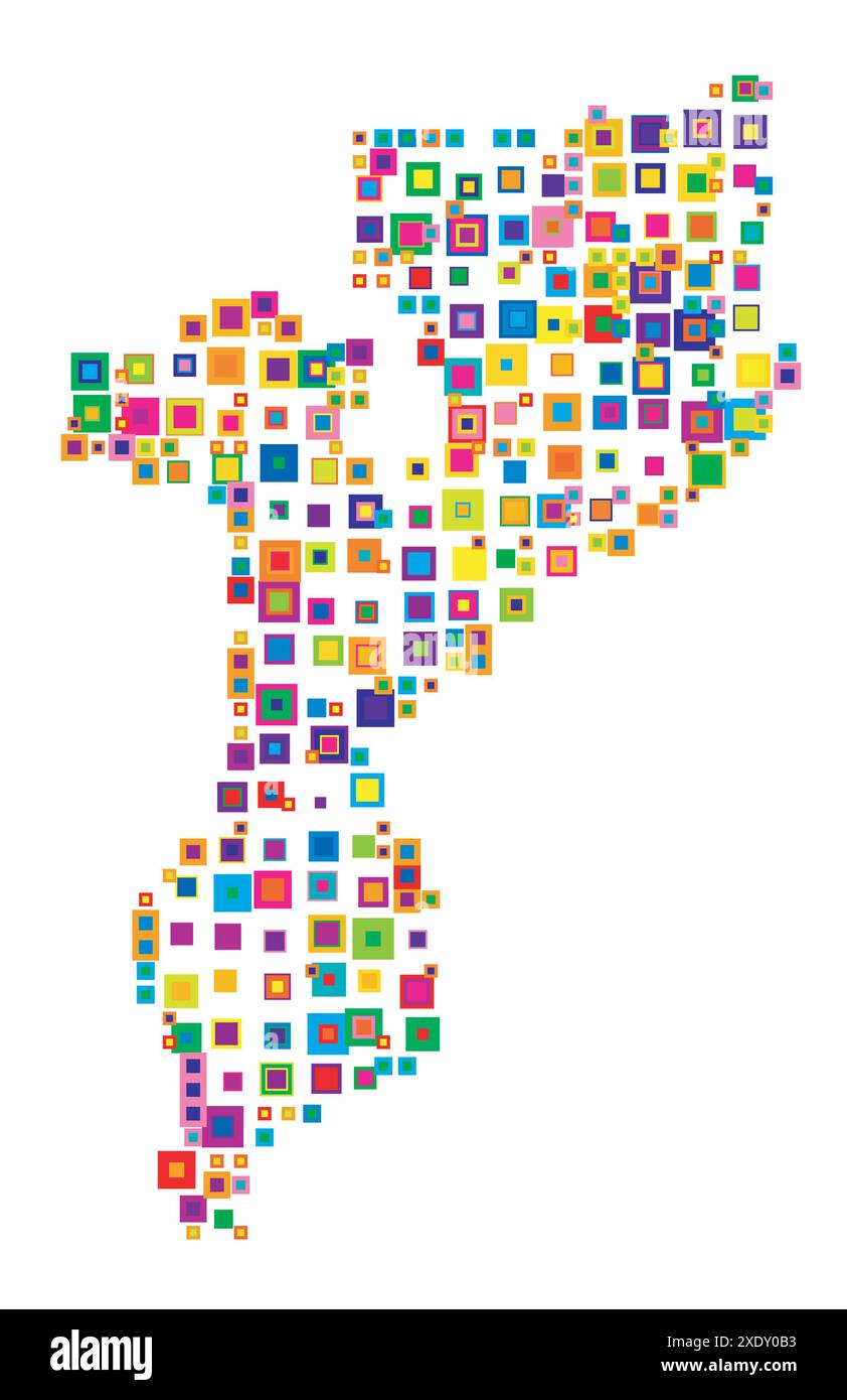 Abstract map of Mozambique Abstract map showing the country with a ...