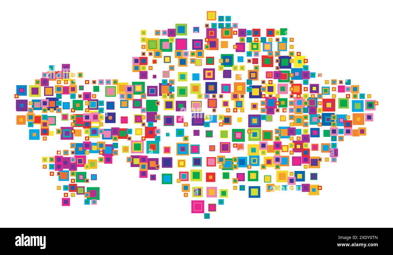 Abstract map of Kazakhstan Abstract map showing the country with a ...