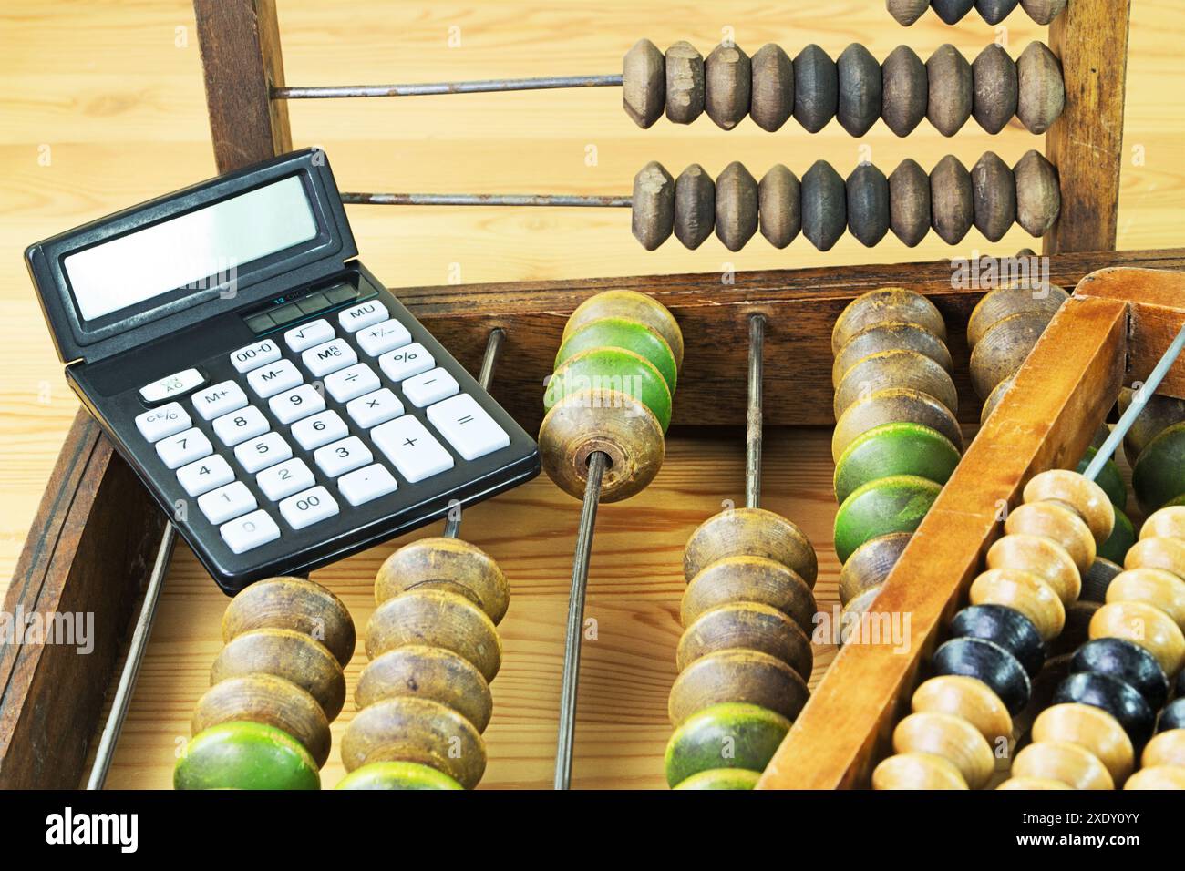 Abacus and calculator Stock Photo - Alamy