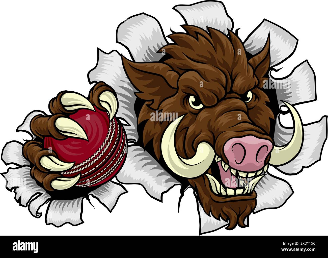 Boar Wild Hog Razorback Warthog Pig Cricket Mascot Stock Vector Image ...