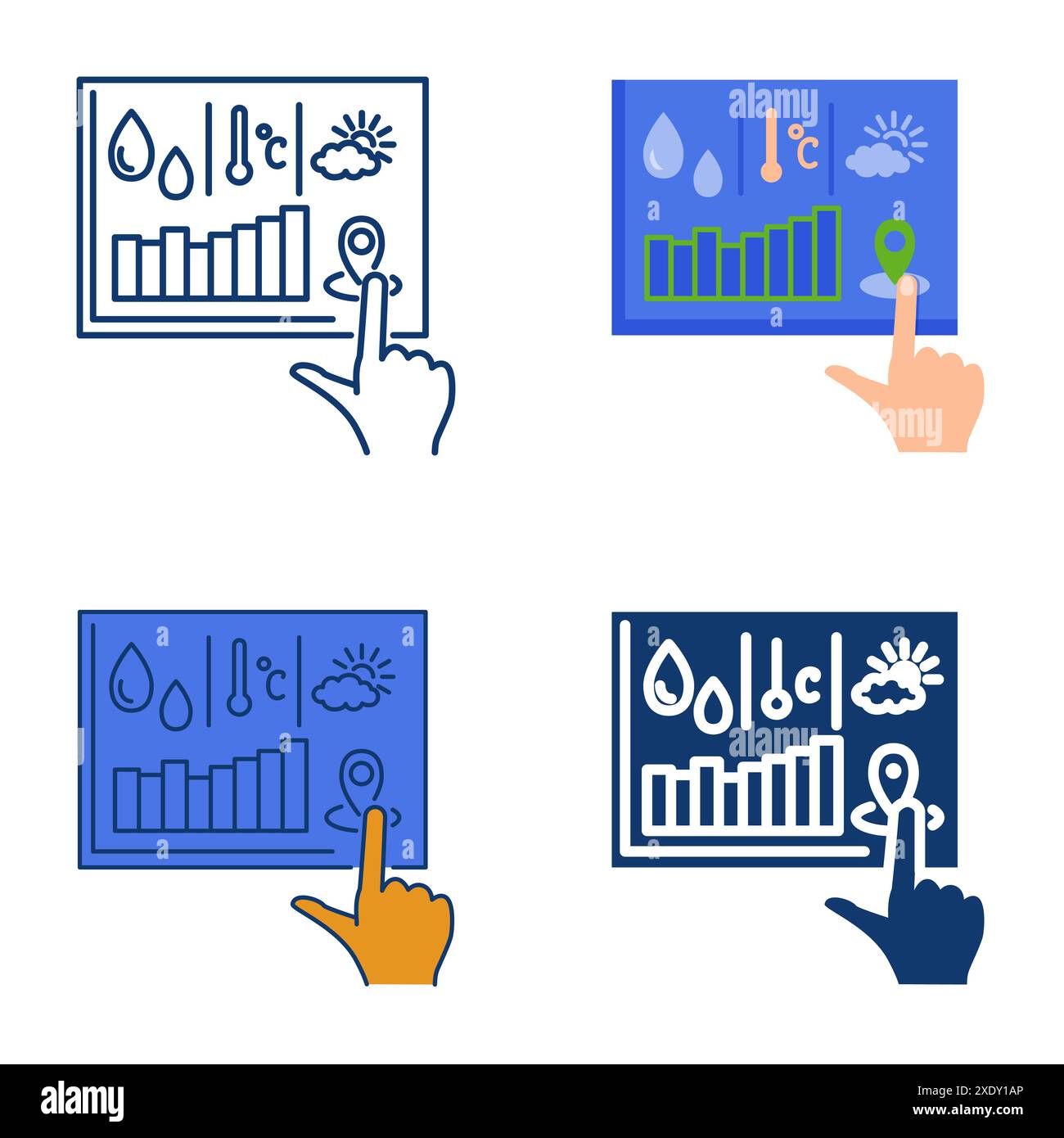 Data driven farming icon set in flat and line style. Precision ...