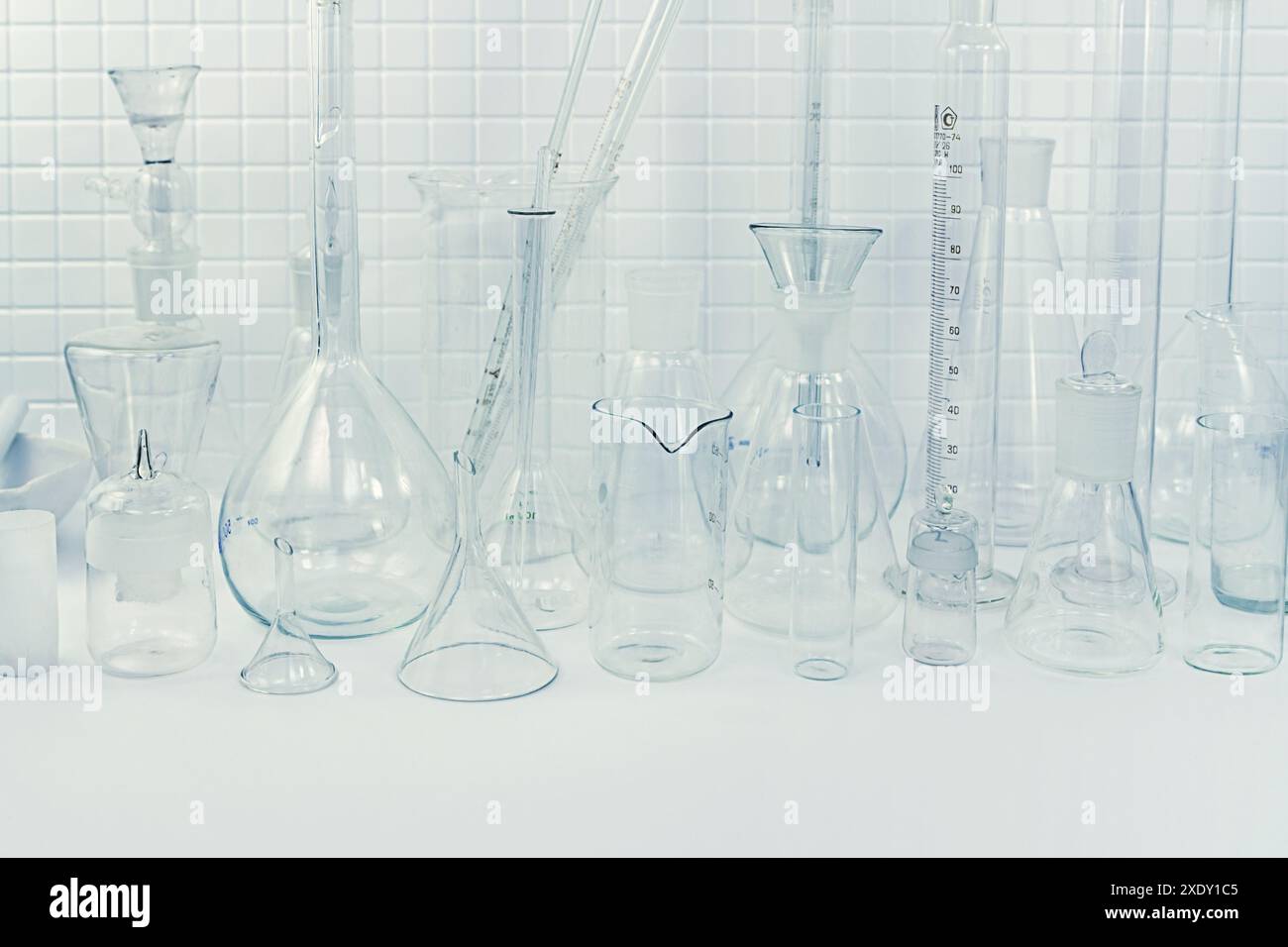 Chemical glassware in a laboratory Stock Photo - Alamy