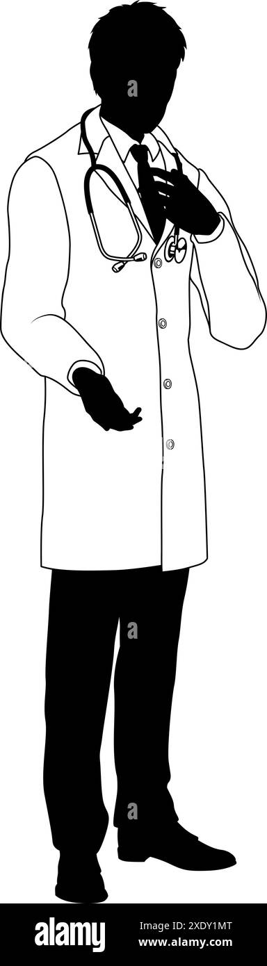Doctor Man Medical Silhouette Healthcare Person Stock Vector Image ...