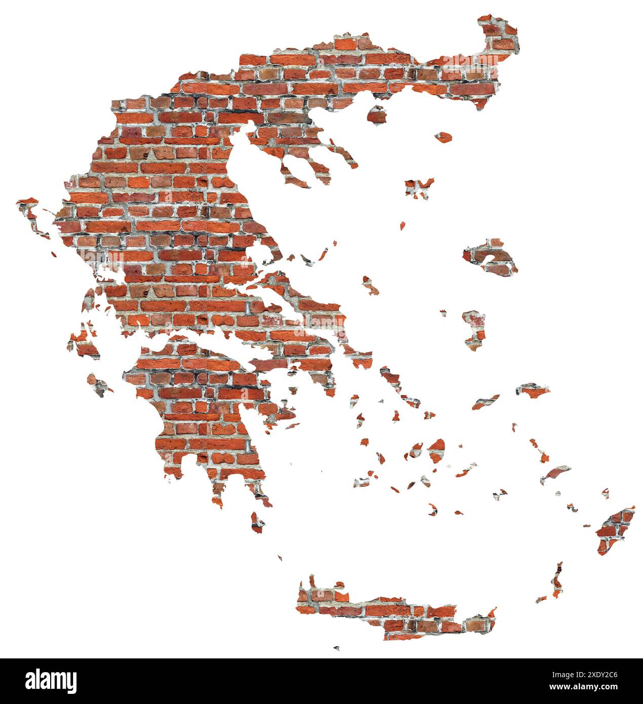 Abstract map of Greece designed as a brick wall Stock Photo - Alamy