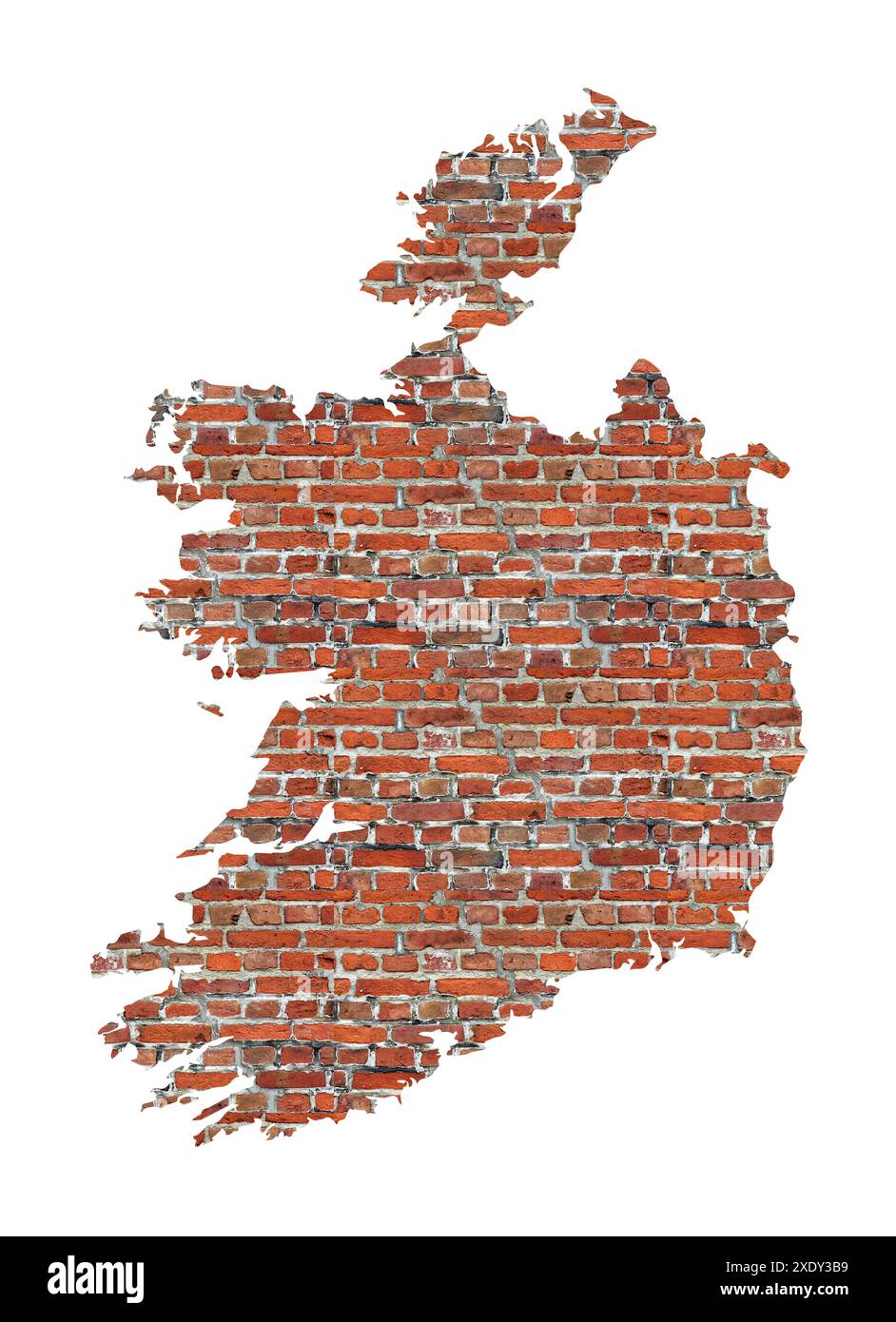 Abstract map of Ireland designed as a brick wall Stock Photo - Alamy