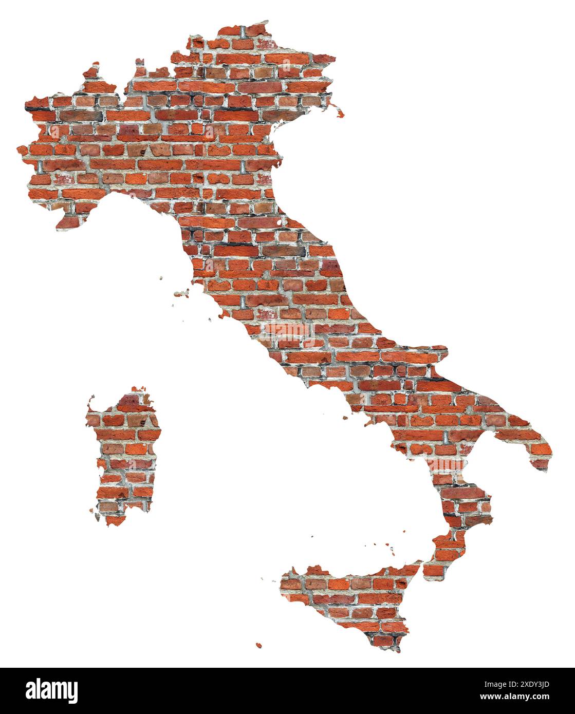 Abstract map of Italy designed as a brick wall Stock Photo - Alamy