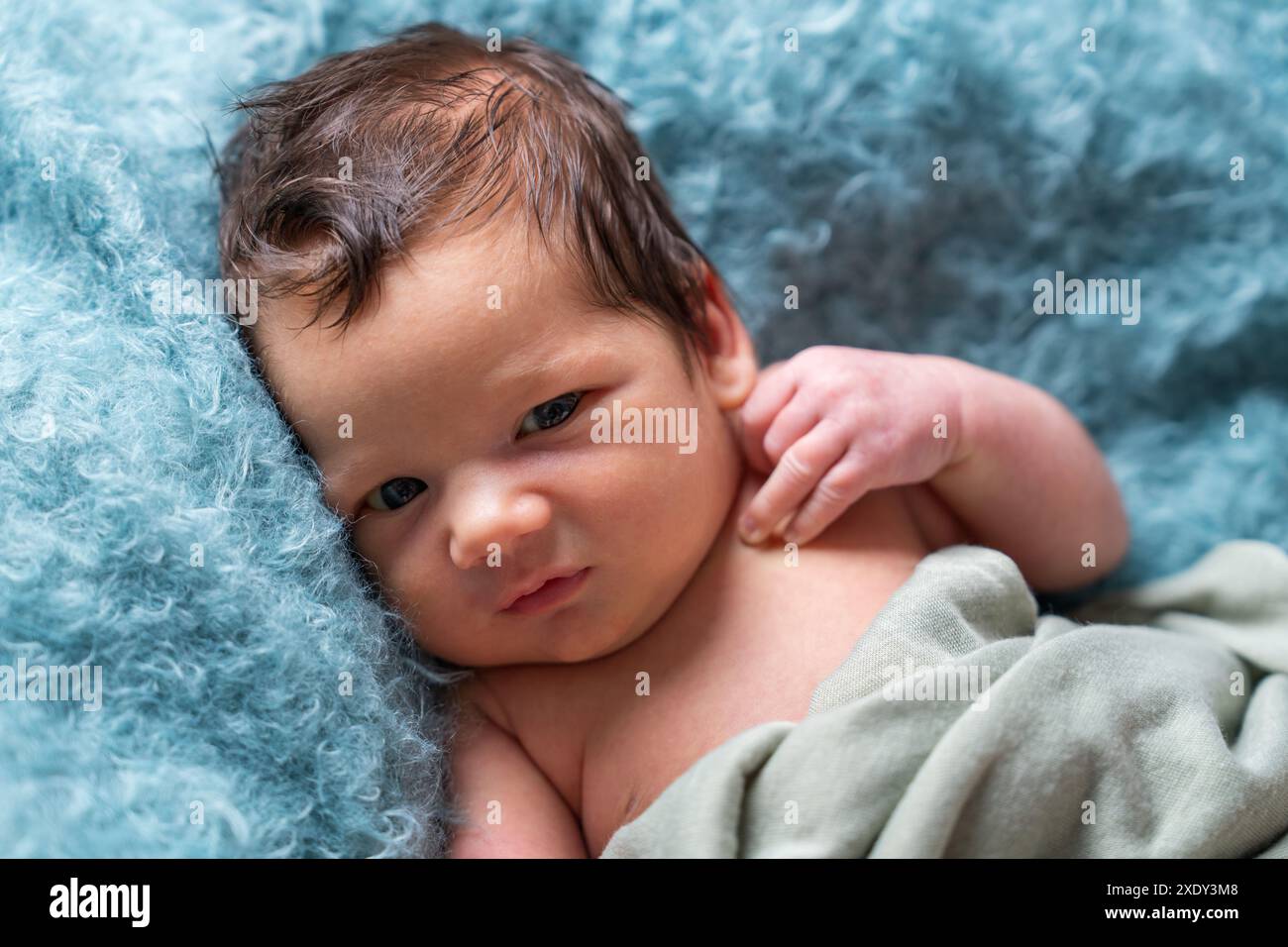 Newborn baby in the first days of life. Cute little newborn baby Stock ...