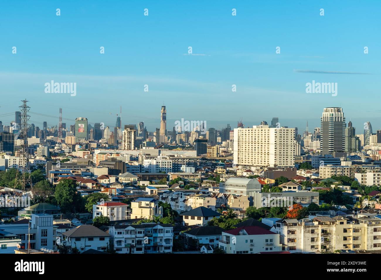 Timelapse view of Bangkok busy cityscape with moving clouds and high ...