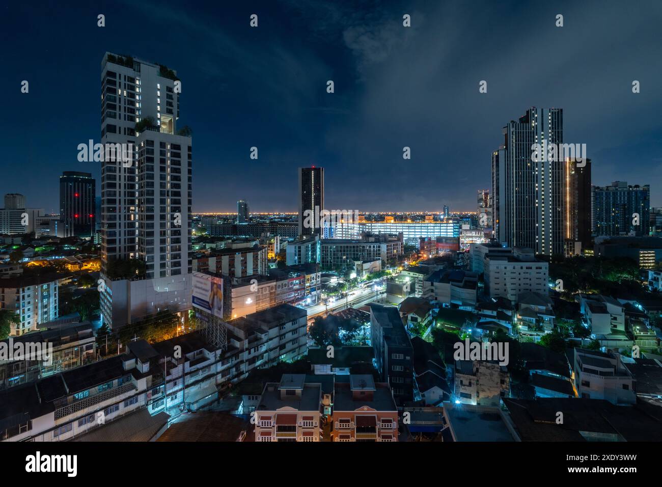 Timelapse view of Bangkok busy cityscape with moving clouds and high ...