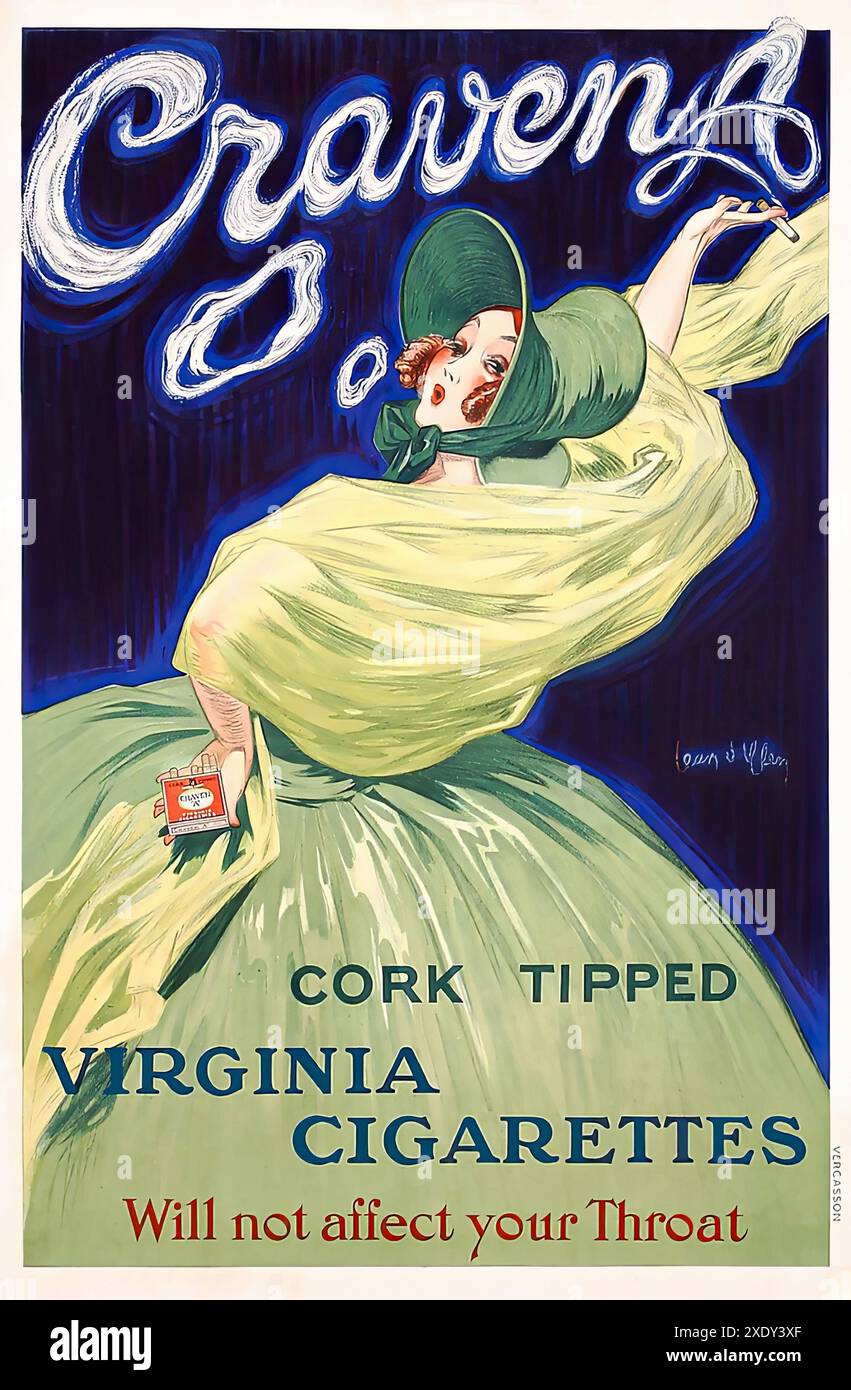 d'YLEN - Craven A Cork Tipped Virginia Cigarettes c - 1920s Vintage ...