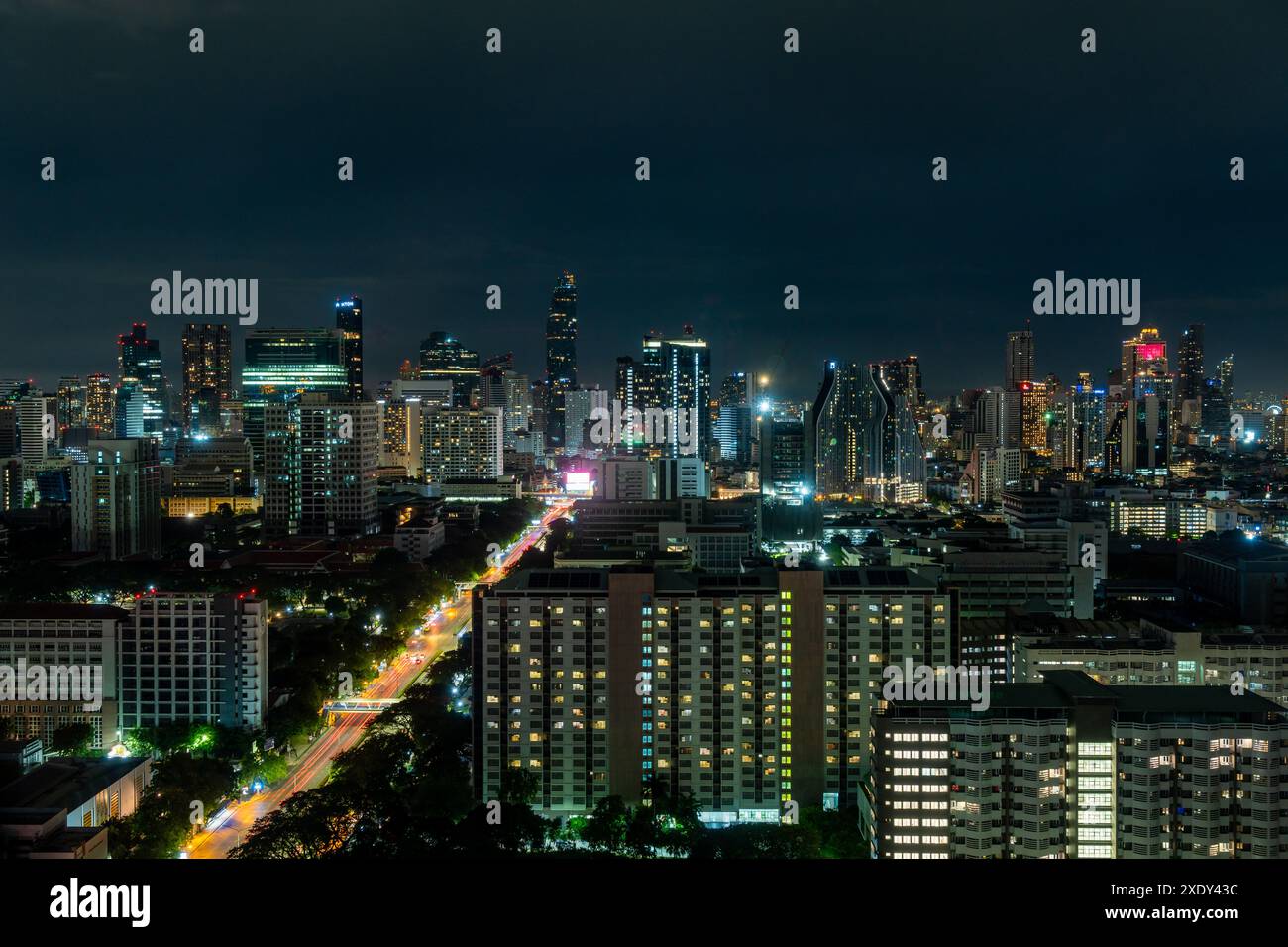Timelapse view of Bangkok busy cityscape with moving clouds and high ...