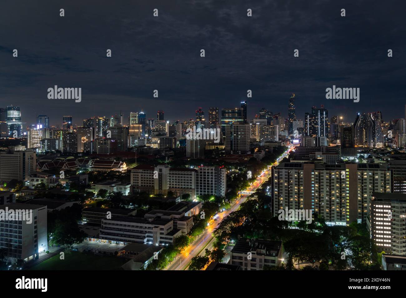 Timelapse view of Bangkok busy cityscape with moving clouds and high ...