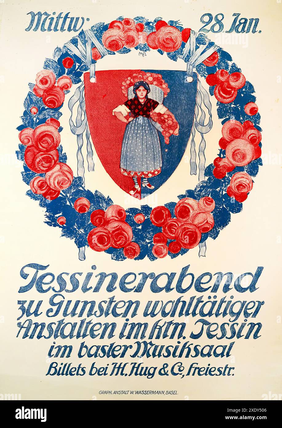 MANGOLD Burkhard - Tessinerabend im Basler Musiksaal 1914 - Vintage ...