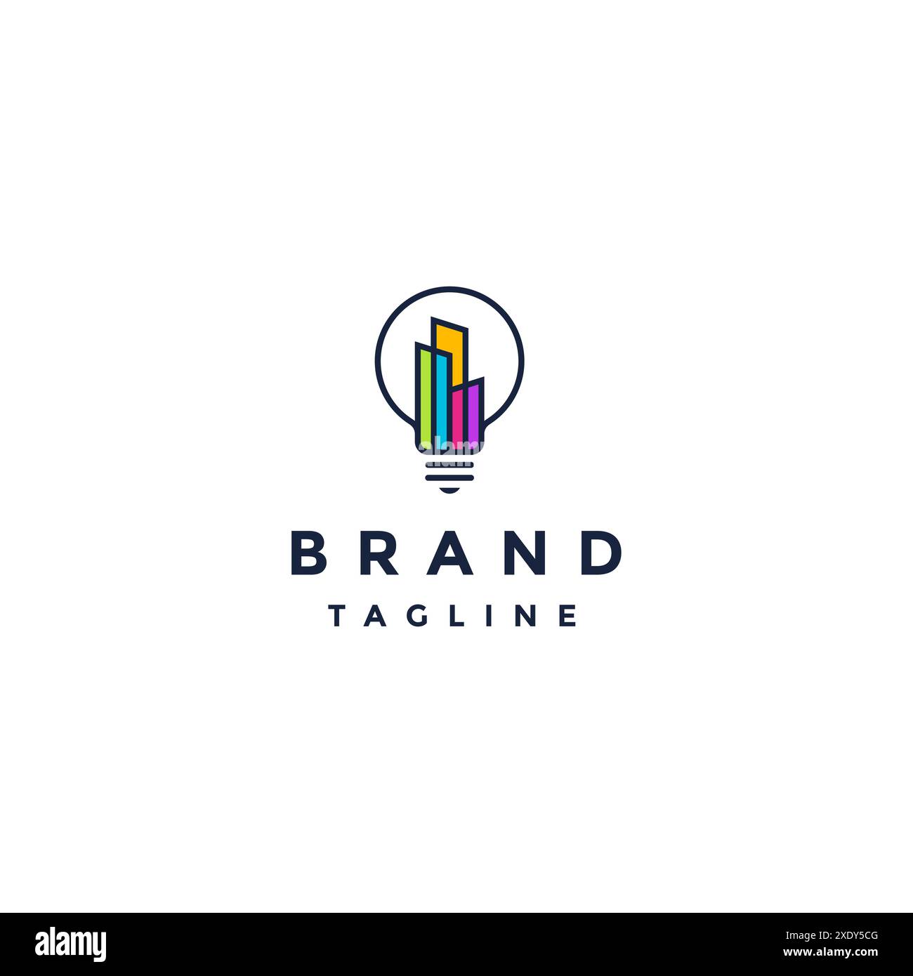 Colorful City Icons Inside Lamp Logo Design. Colorful Creative Smart ...