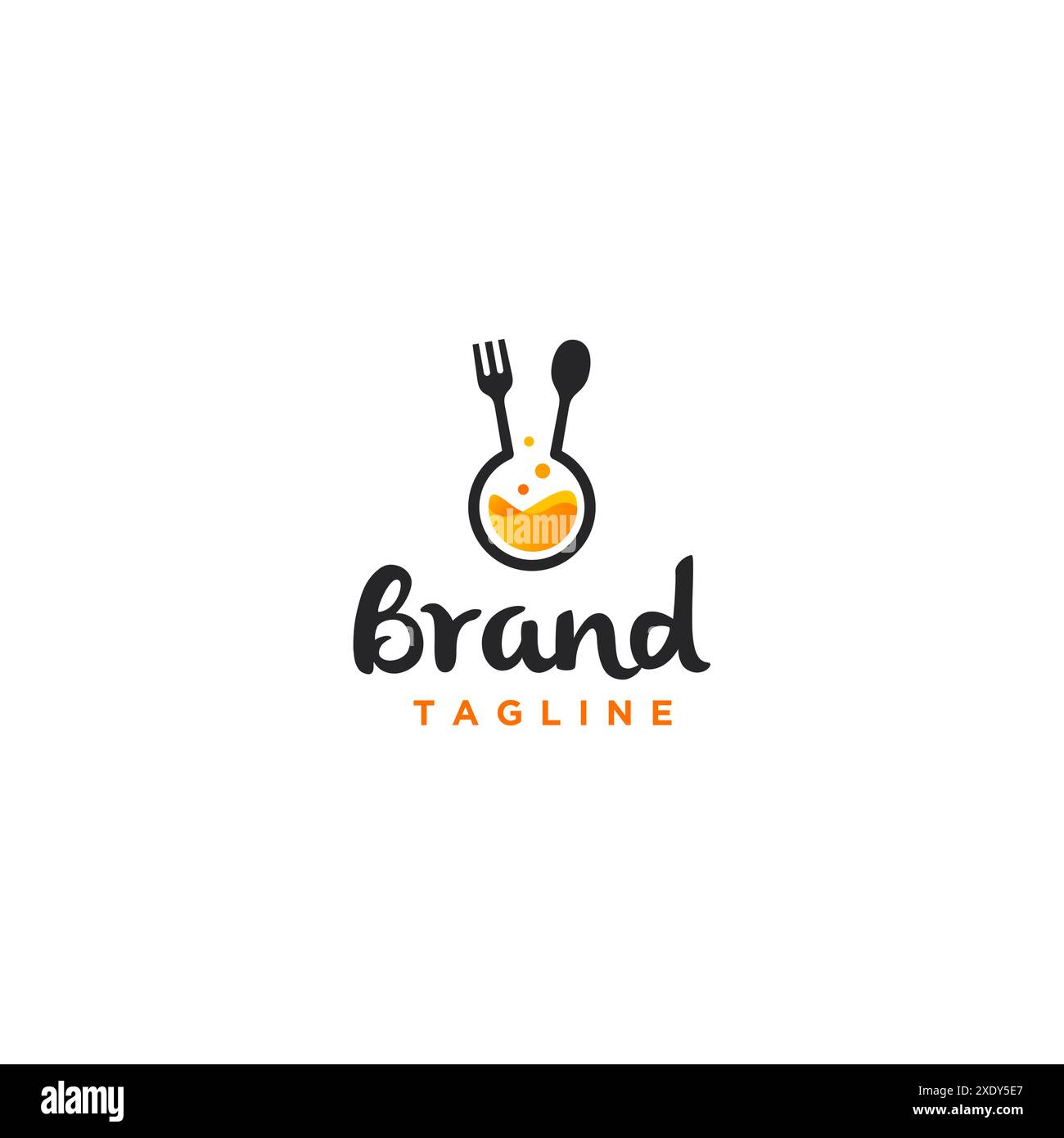 Creative Cooking Lab Logo Design. Simple Glass Tube, Spoon And Fork ...