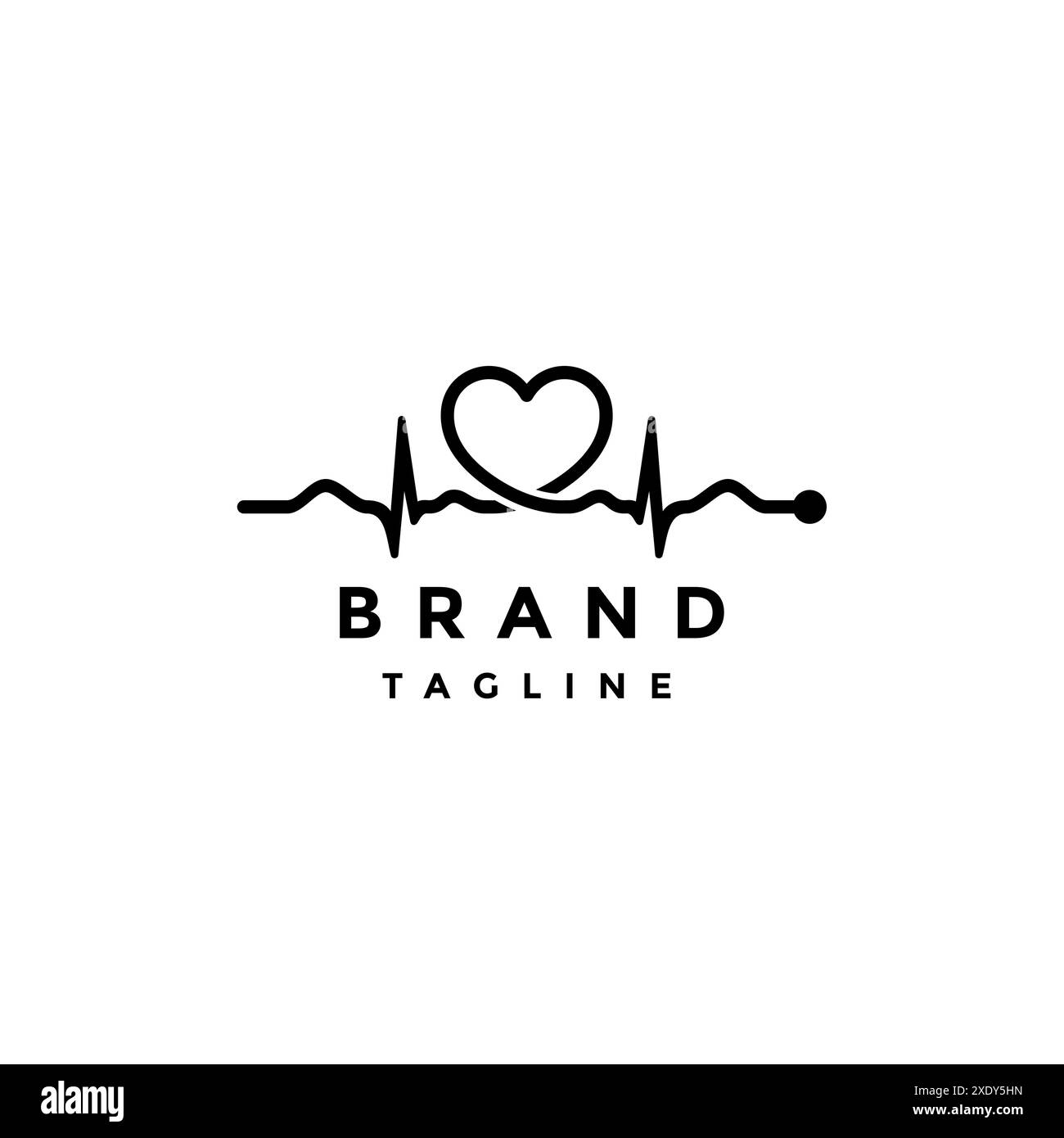 Creative Heart Beat Logo Design. Heartbeat Line That Forms A Heart ...