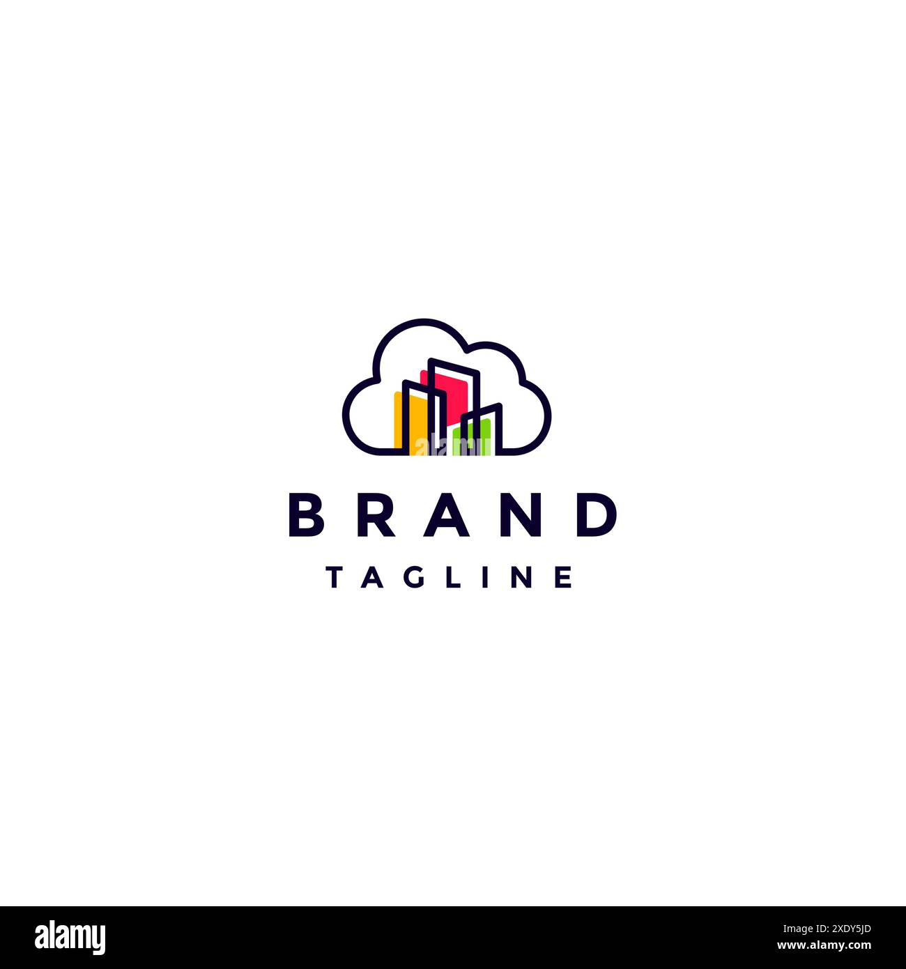 Colorful Cloud City Logo Design. Simple Outline of Clouds And Colorful ...