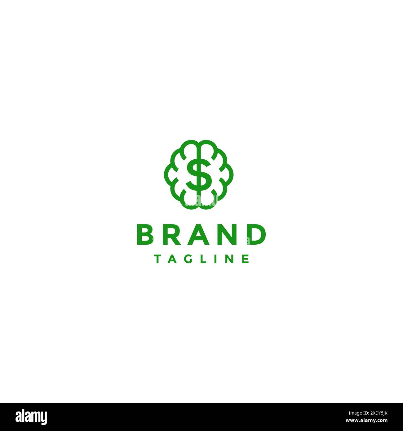 Dollar Currency Symbol Inside Brain Icon Logo. Outline Dollar Currency ...