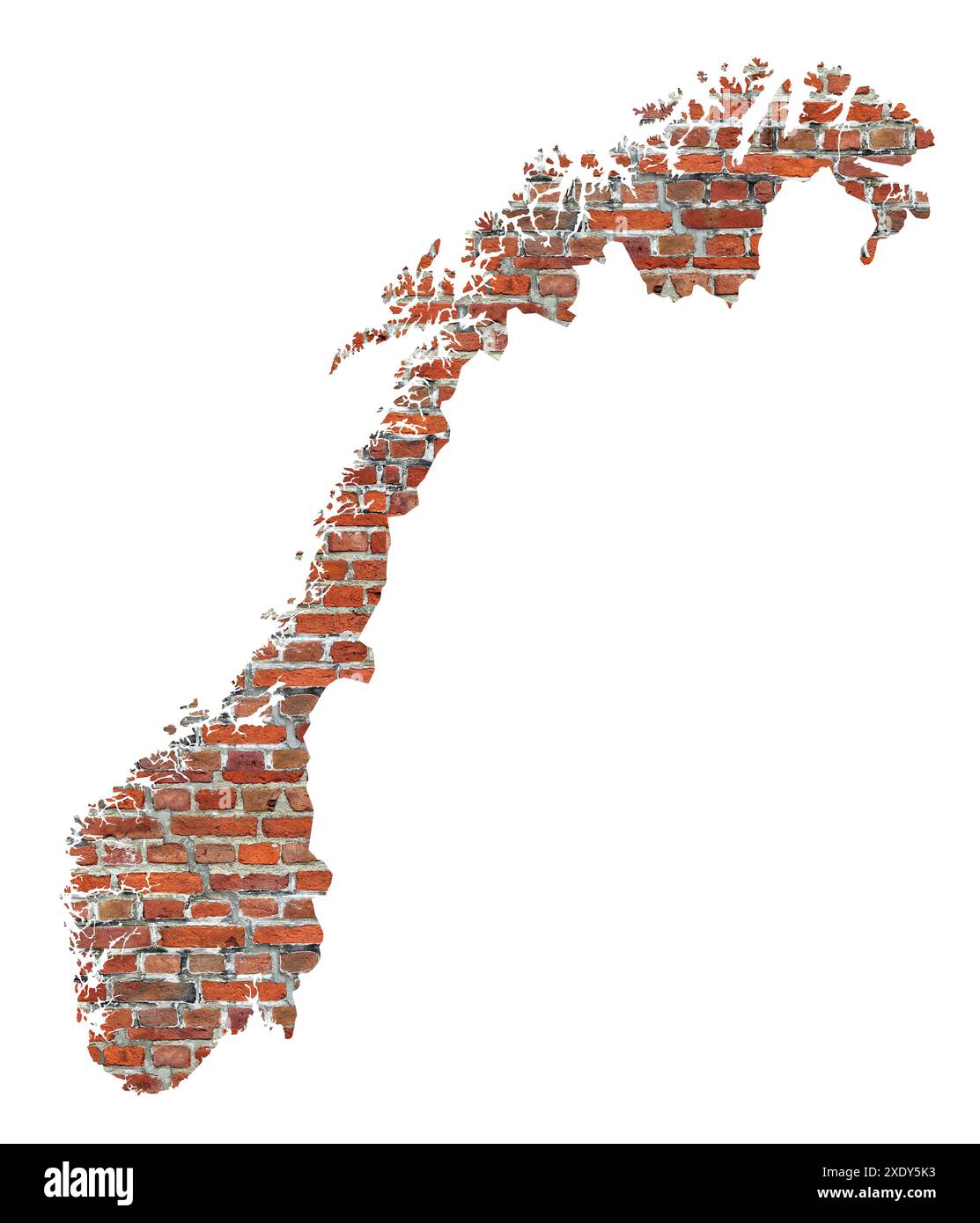 Abstract map of Norway designed as a brick wall Stock Photo - Alamy