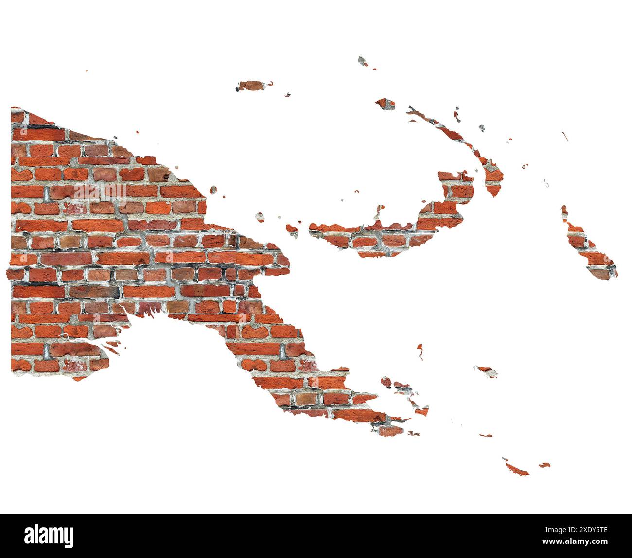 Abstract map of Papua New Guinea designed as a brick wall Stock Photo ...