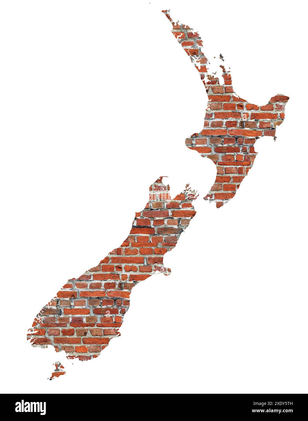 Abstract map of New Zealand designed as a brick wall Stock Photo - Alamy
