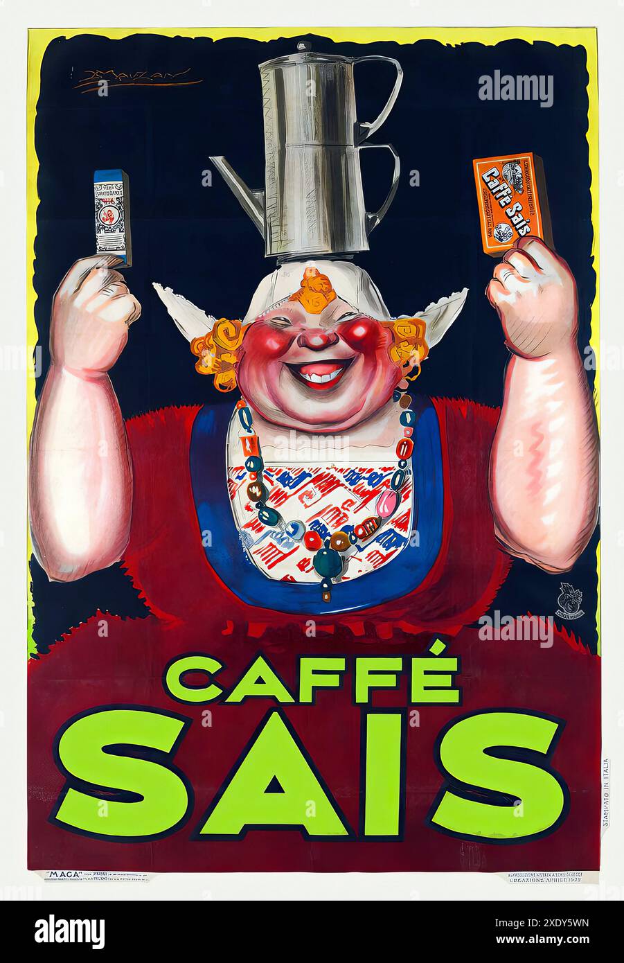 MAUZAN Achille Luciano - Caffè Sais 1920 - Vintage French advertising ...
