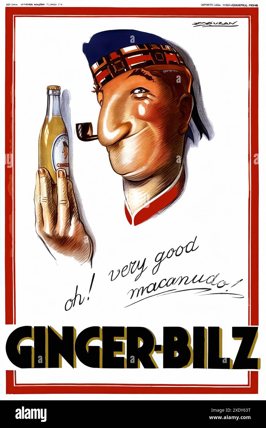 MAUZAN Achille Luciano - Ginger-Bilz 1930 - Vintage French advertising ...