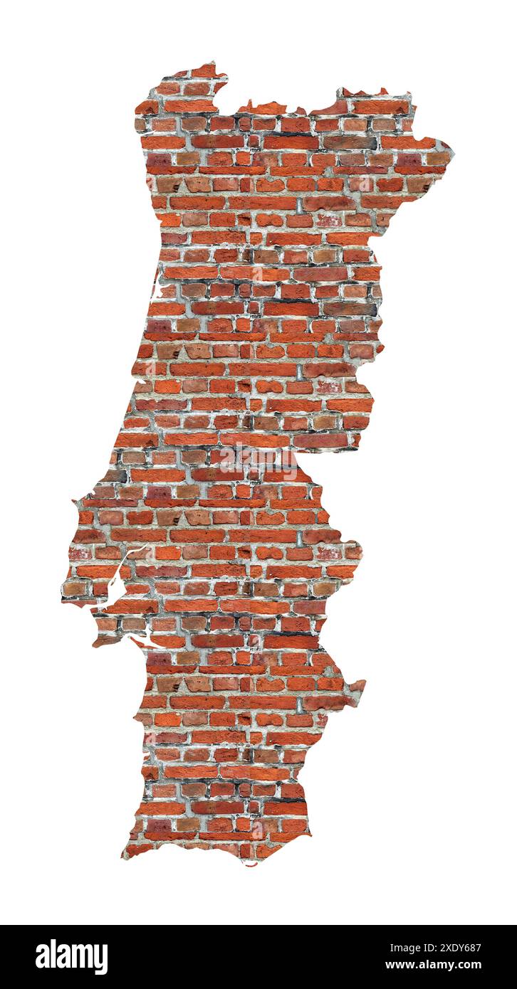Abstract map of Portugal designed as a brick wall Stock Photo - Alamy