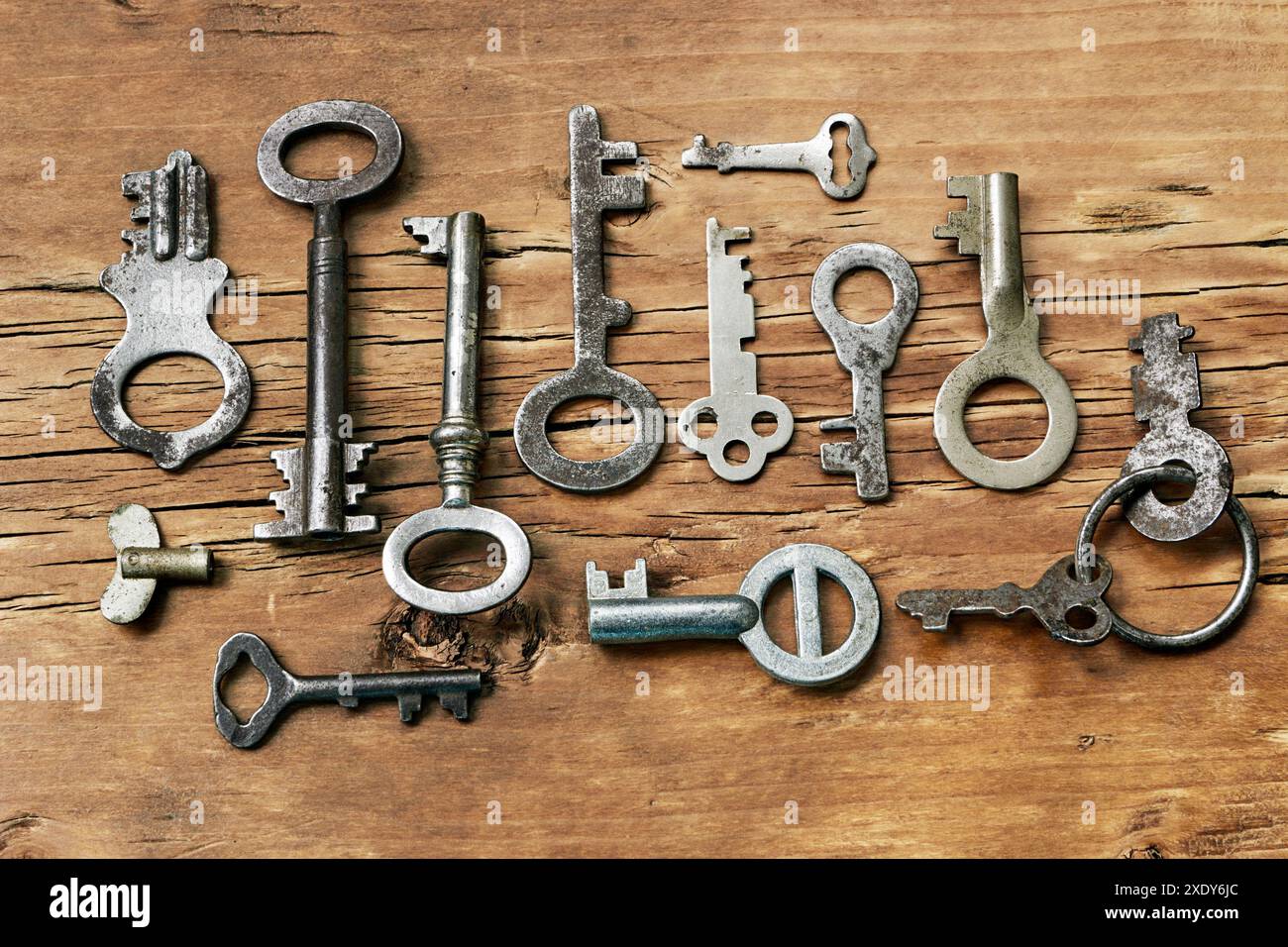 Vintage keys to different locks Stock Photo - Alamy