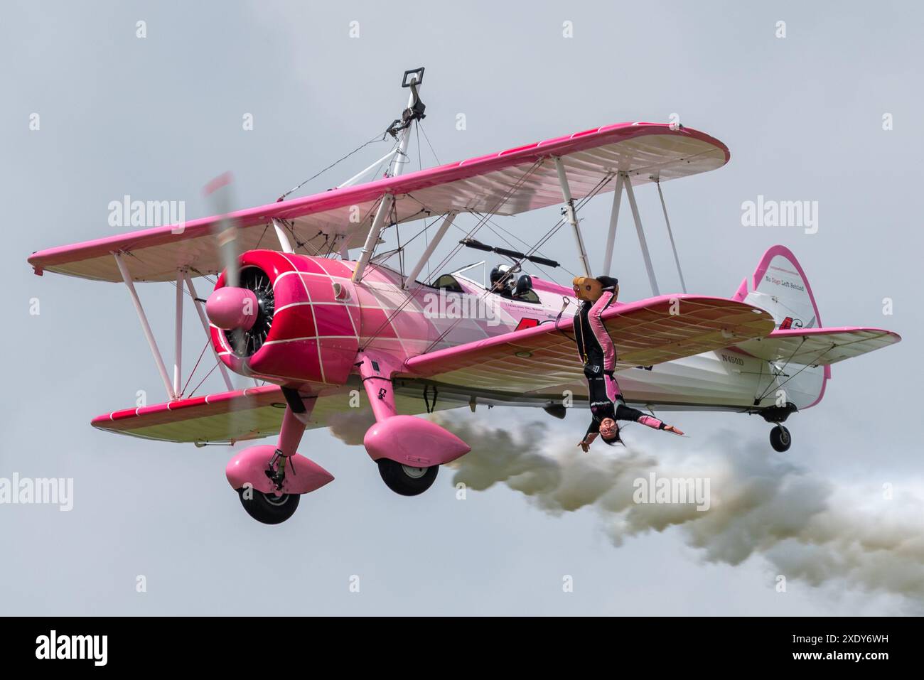 46 Aviation Boeing Stearman biplane Wing-walking display at the Sywell Airshow 2024 in ...