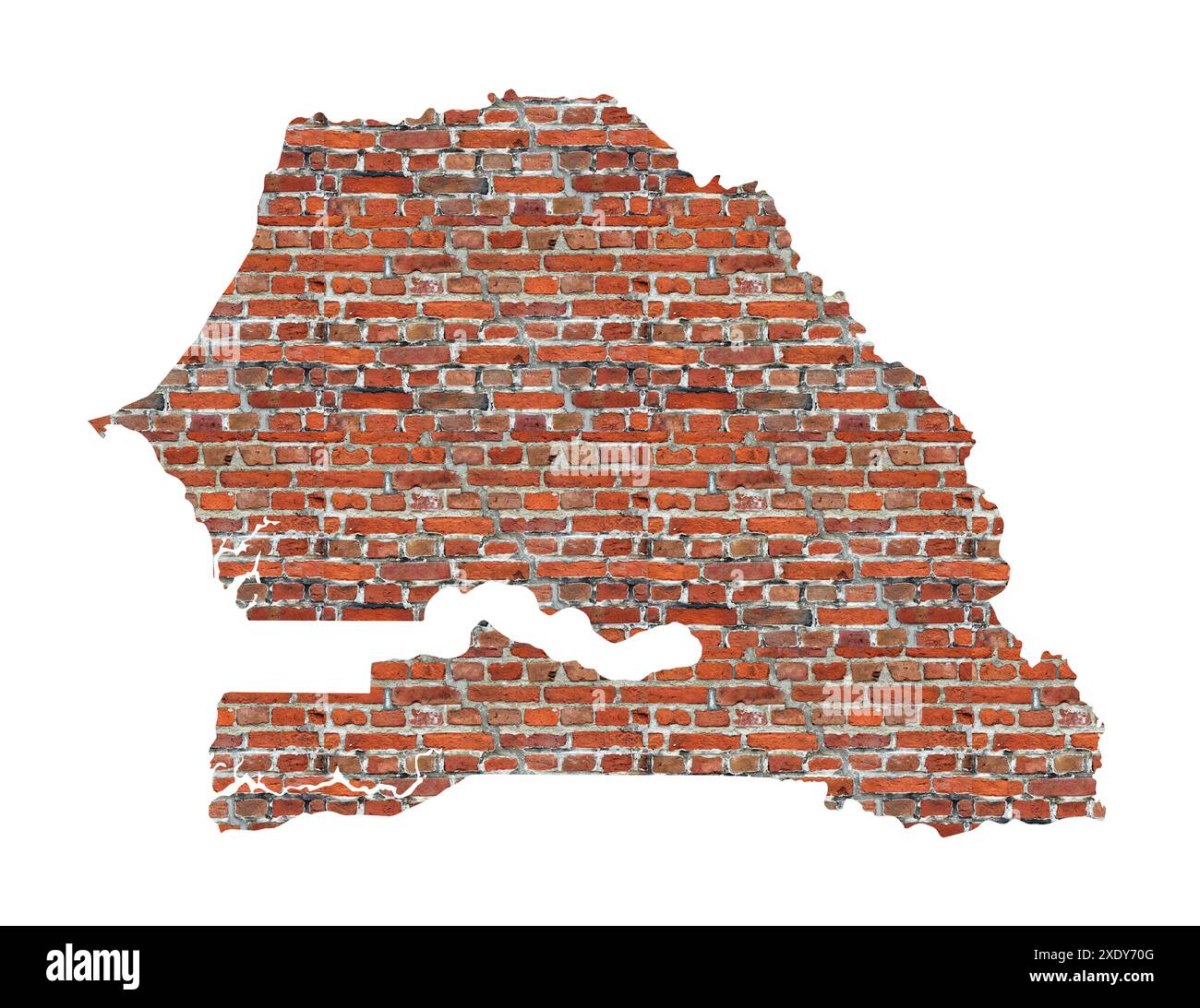 Abstract map of Senegal designed as a brick wall Stock Photo - Alamy