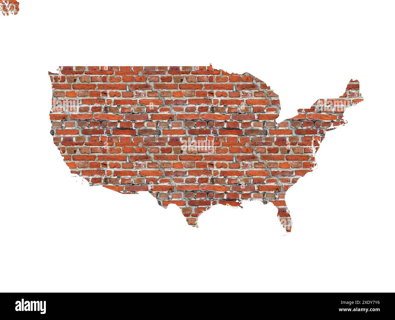 Abstract map of the United States of America designed as a brick wall ...
