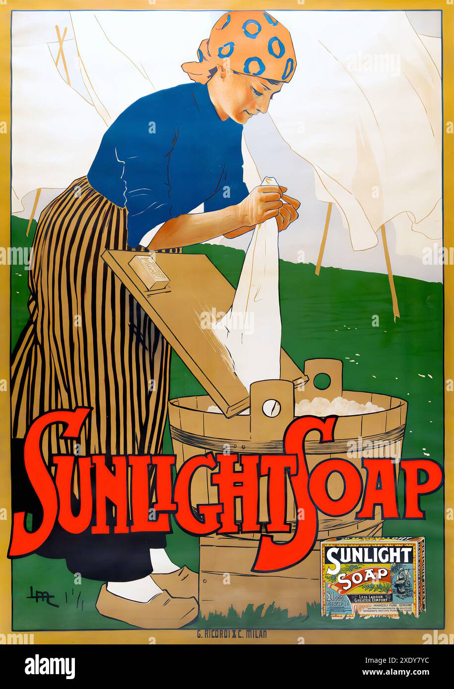 METLICOVITZ Leopoldo - Sunlight Soap 1900 - Vintage Italian advertising ...