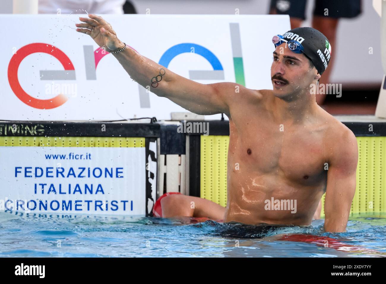Matteo Restivo of Italy reacts after winning the gold medal in the 200m ...