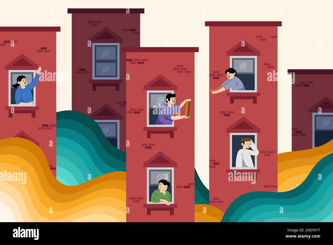 Co living young people Stock Vector Images - Alamy