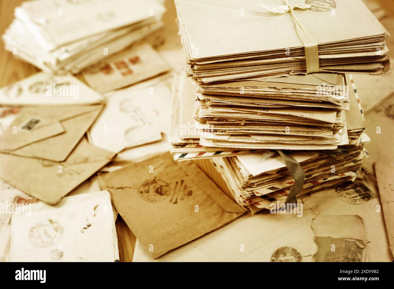 Pile of the old postal paper letters Stock Photo - Alamy