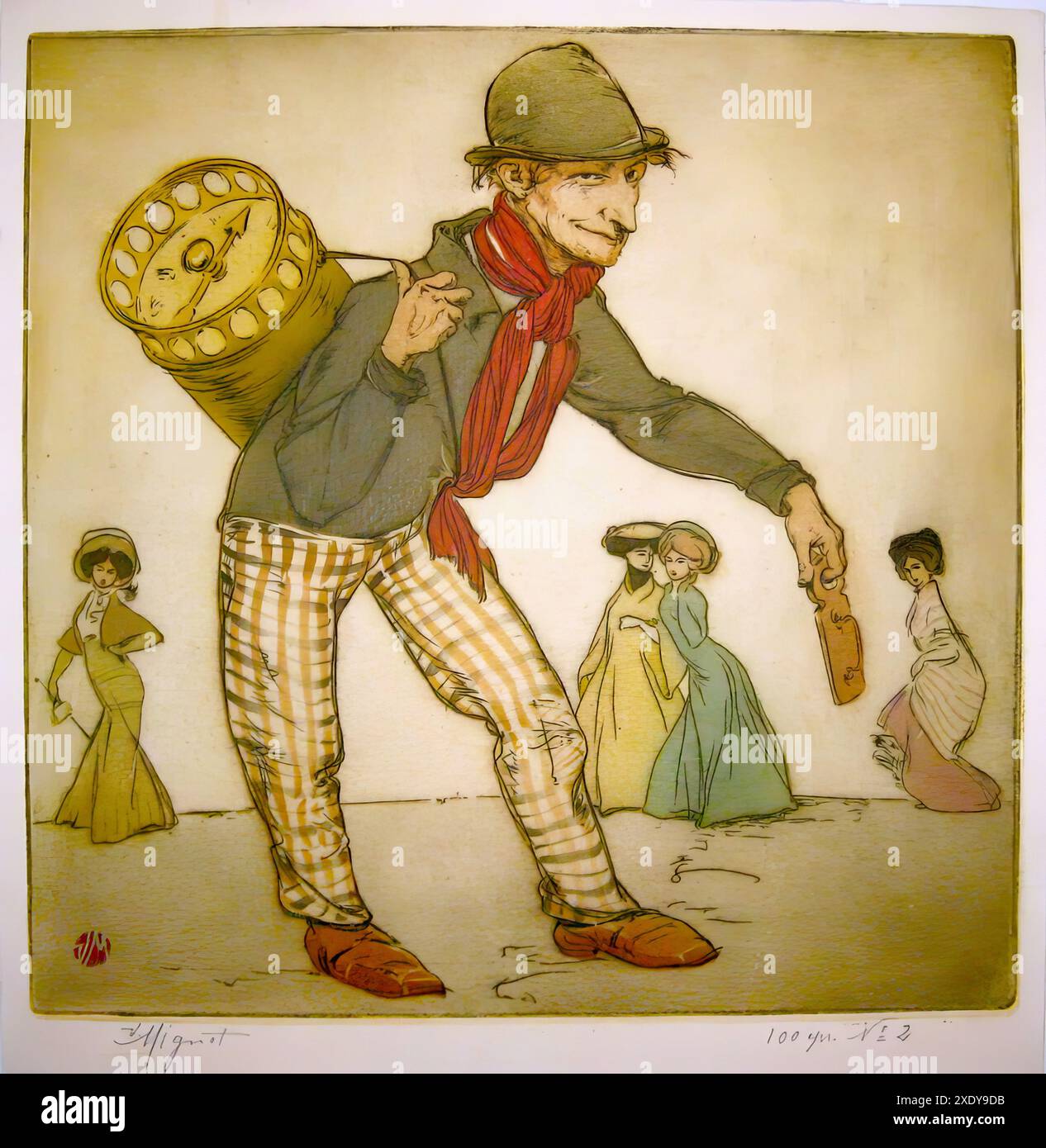 MIGNOT Victor (1872-1944) - Marchand ambulant (Street Vendor) - Vintage ...