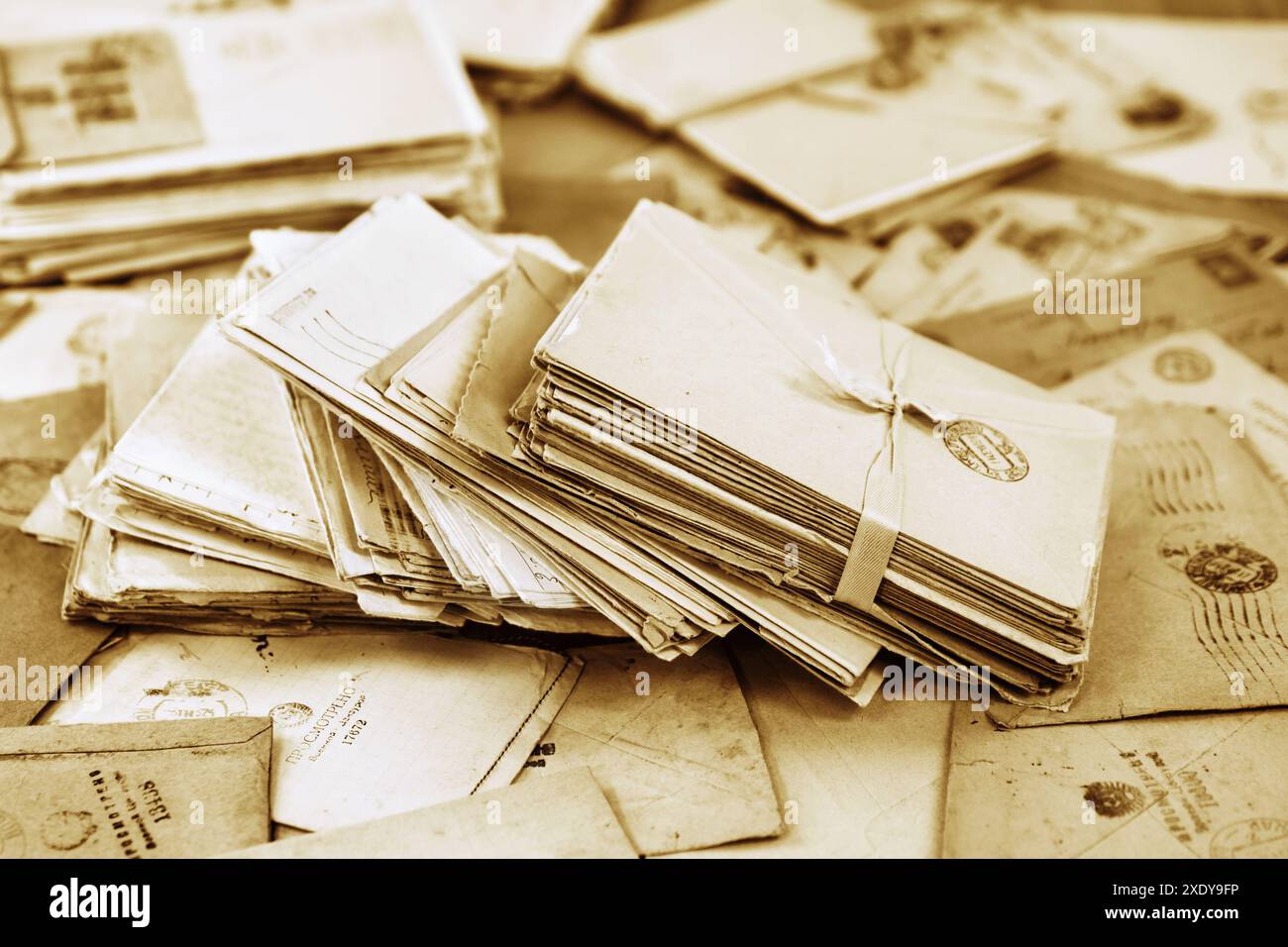 Pile of the old paper mail letters Stock Photo - Alamy