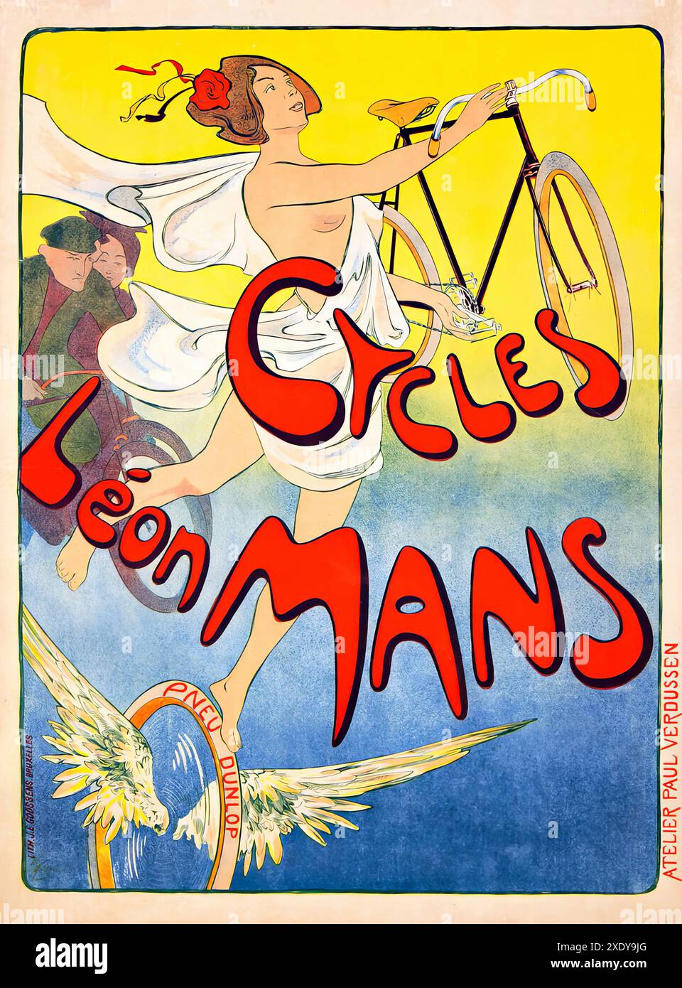 MIGNOT Victor (1872-1944) - Cycles Léon Mans 1898 - Vintage illustrated ...