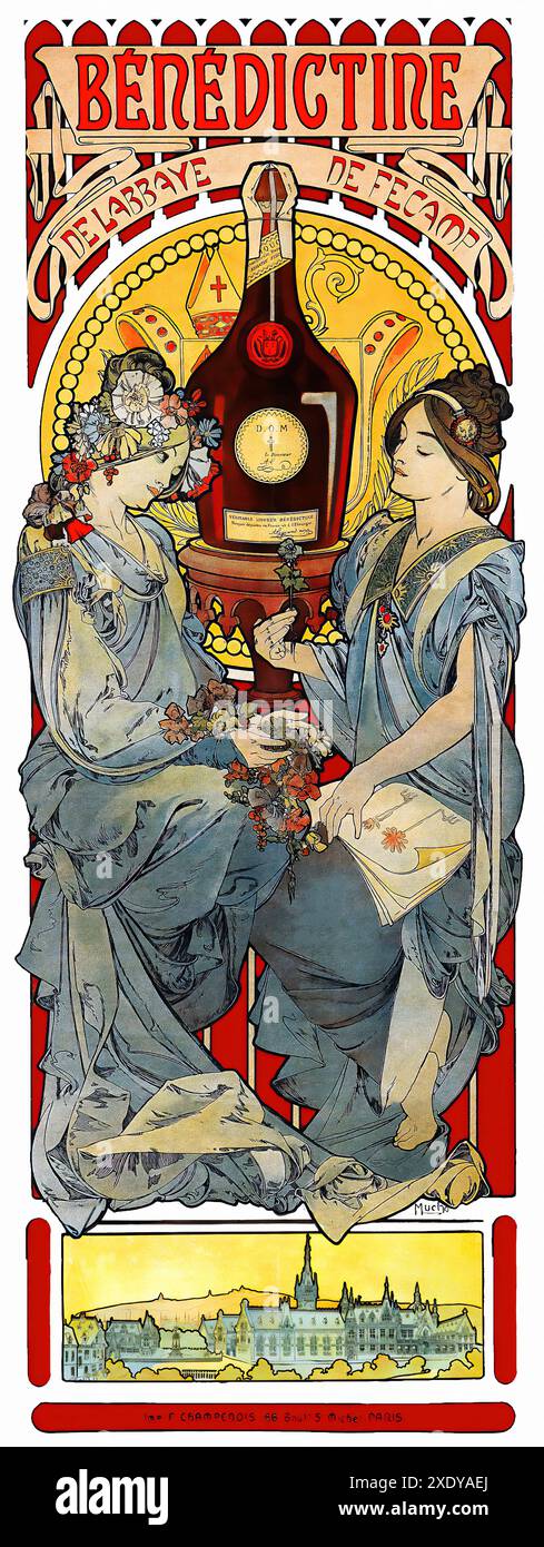 MUCHA Alfons (1860-1939) - Benedictine 1898 - Art Nouveau print poster ...