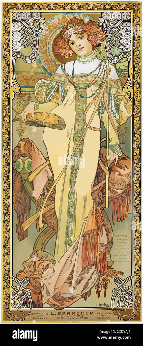 MUCHA Alfons Maria - The Seasons Autumn 1903 - Art Nouveau print poster ...
