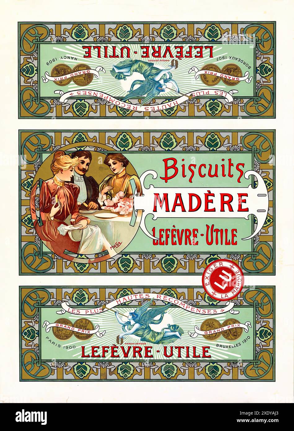 MUCHA Alfons (1860-1939) - Label for Biscuits Madère Lefèvre-Utile 1909 ...