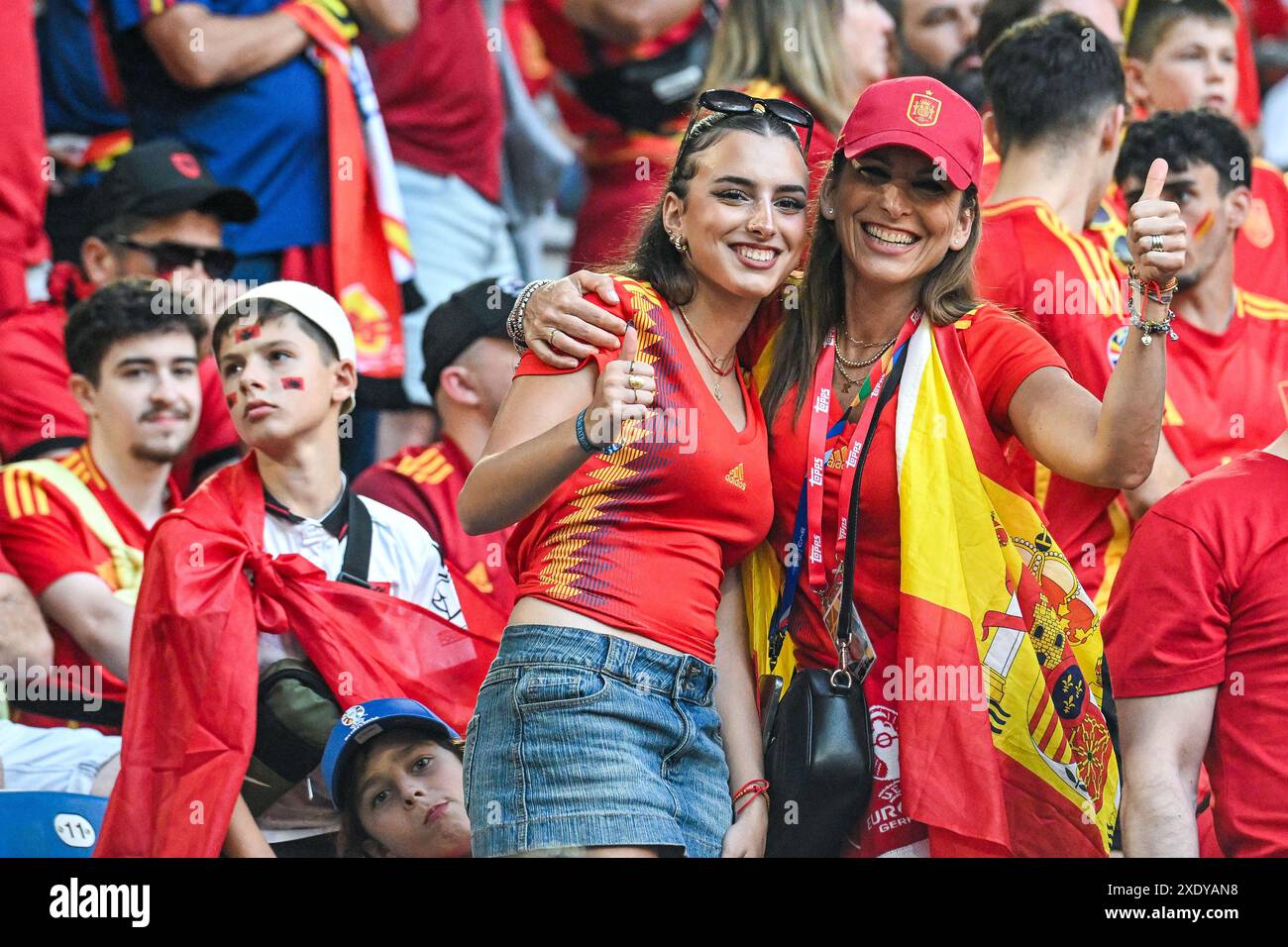 fans and supporters of Spain before a soccer game between the national ...