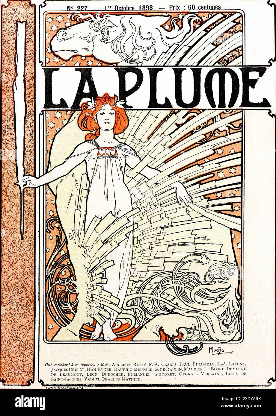 MUCHA Alfons Maria - La Plume Oct - 1 1898 Art Nouveau print poster ...