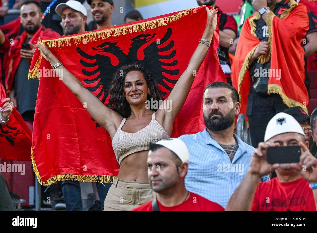 Fan of Albania before a soccer game between the national teams of ...