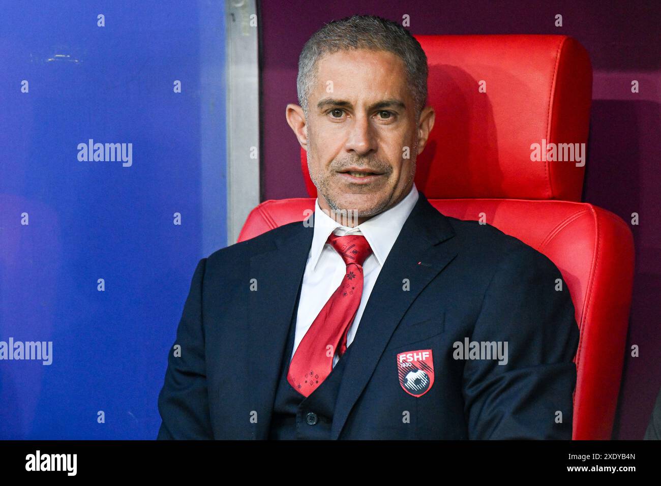 Coach Sylvinho of Albania before a soccer game between the national ...